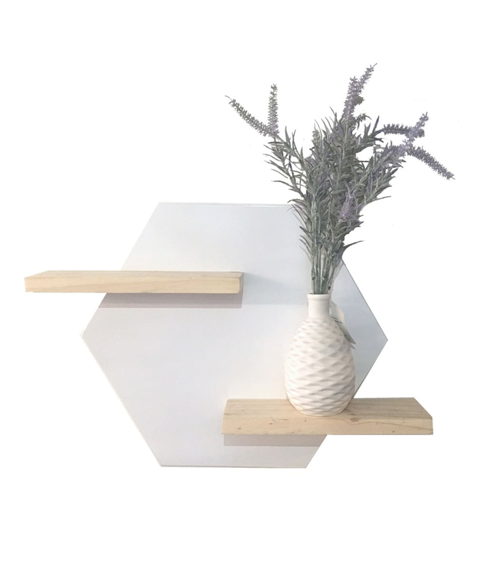 Repisa Hexagono dos Pisos - Areas -Blanco - Dekosas