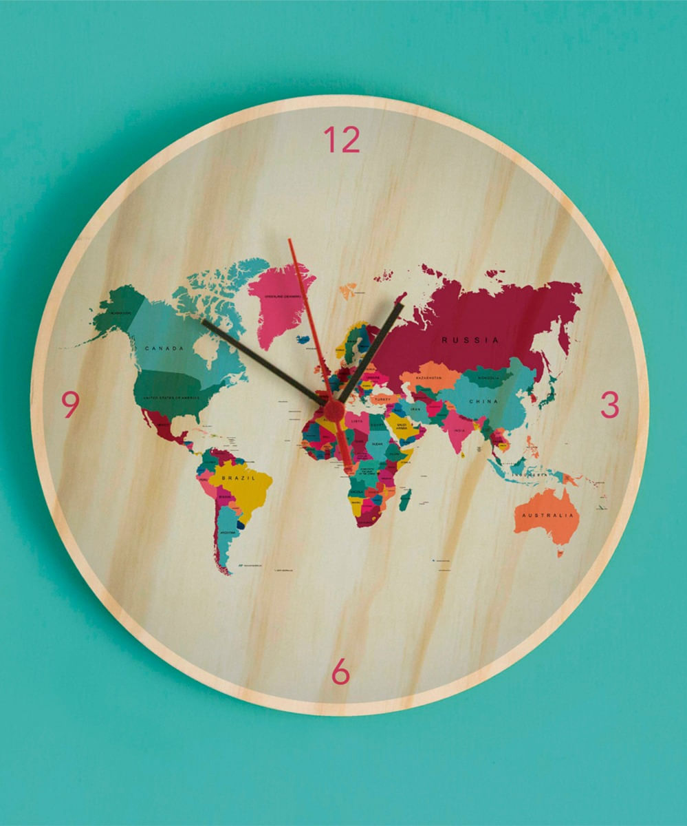 Reloj De Pared Mapamundi - Gama Digital - Dekosas