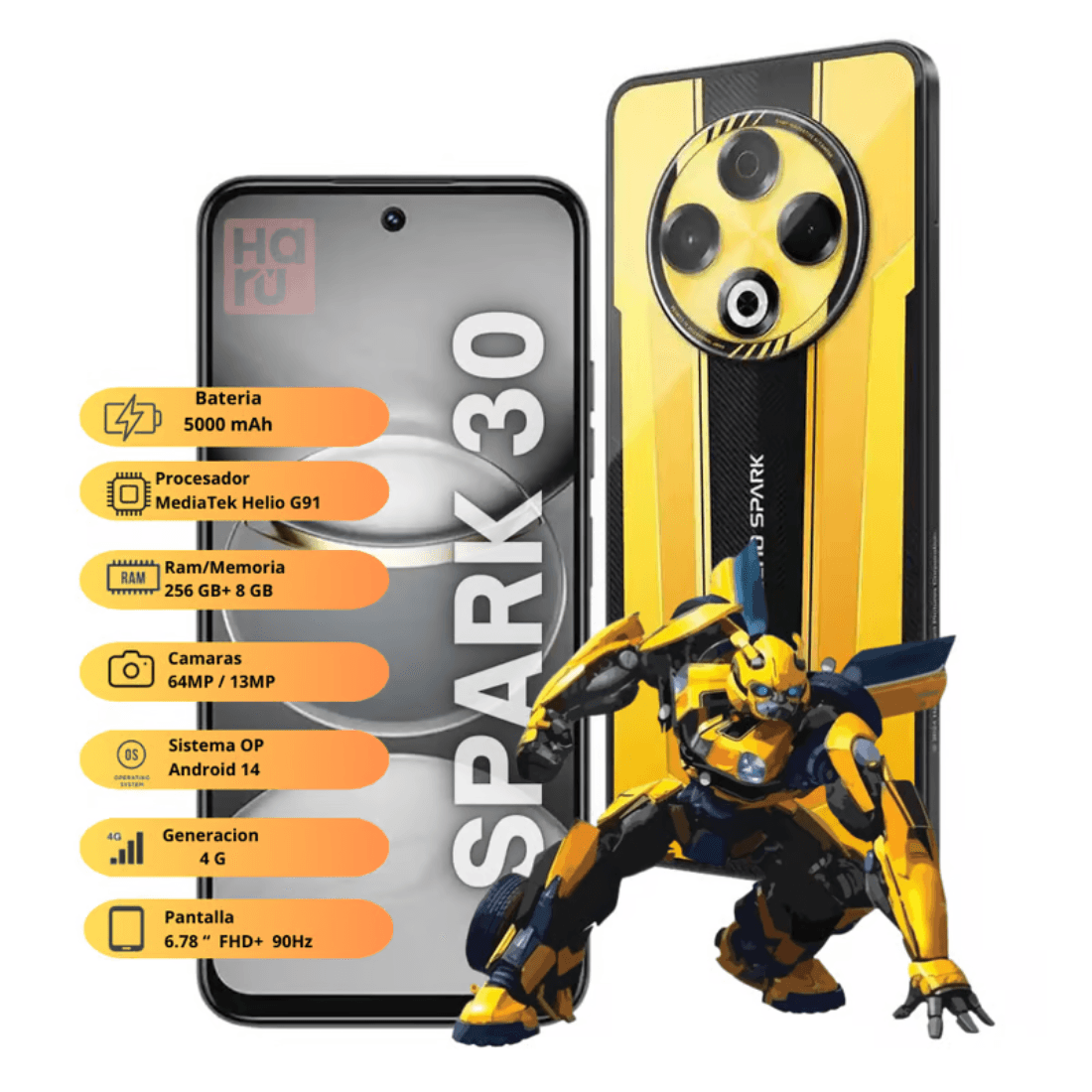 Celular Tecno Spark 30 8+256GB Edición Bumblebee - Dekosas