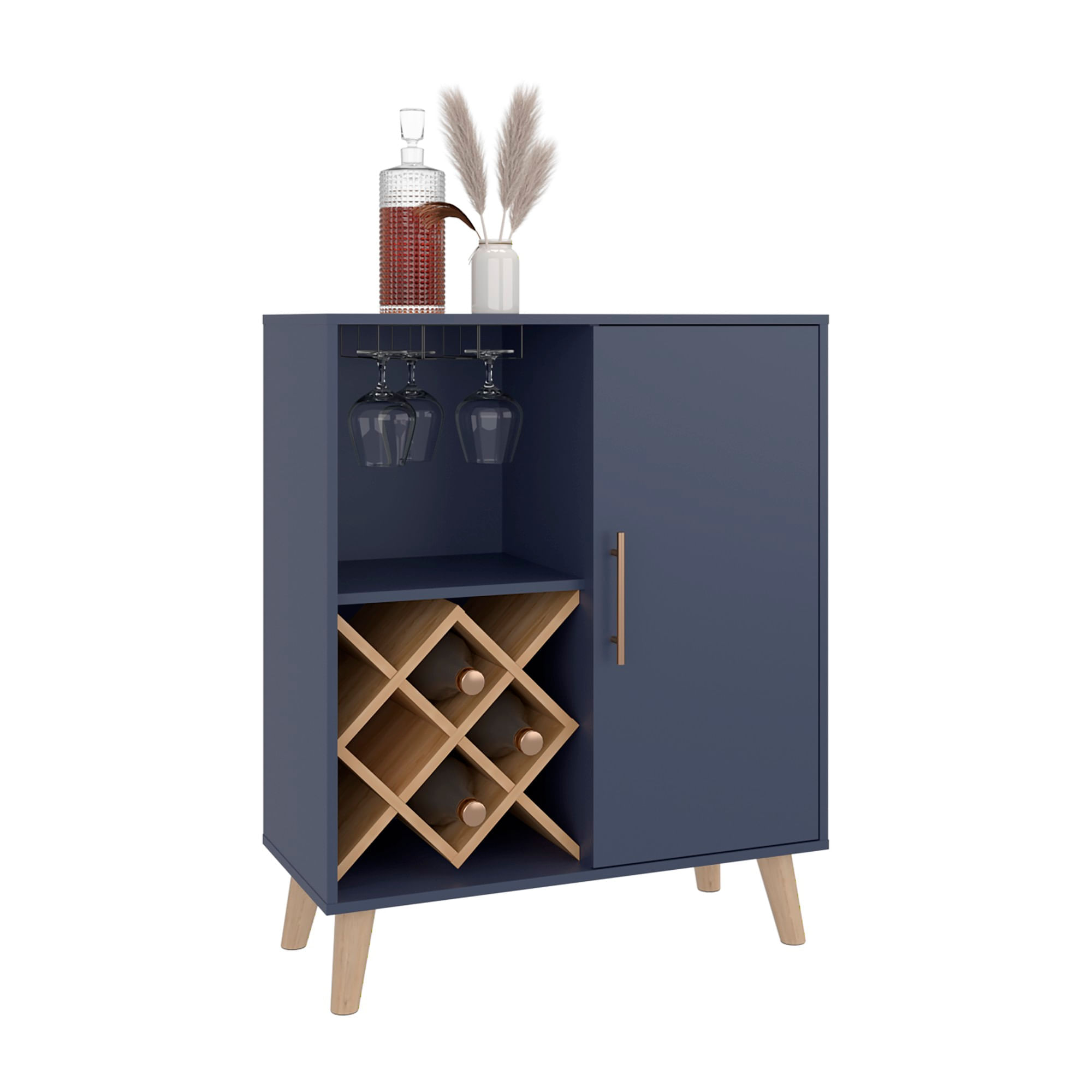 Mueble Bar Baja Cueva 98X80X38 Azul Fresno ZF - Dekosas